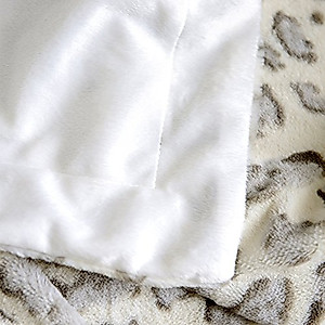 Cheer Collection Animal Print Throw Blanket | Soft Velvety Faux Fur Microplush Reversible Cozy Warm Throw Blanket - 50" x 60" - Snow Leopard