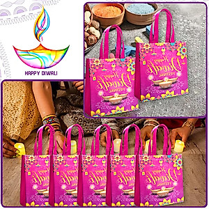 HABDJILTY 20PCS Diwali Gift Bags,Happy Diwali Non-woven Gift Bags with Handle Treat Bags for Indian Diwali Light Festival Party Decorations Favors.