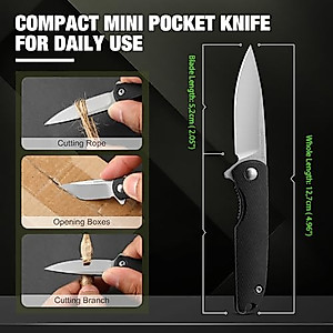 DRACHENADER Pocket Knife Mini, Small Men's Pocket Knife EDC Utility Knife Box Cutter, Compact and Lightweight with ABS Handle, 3Cr13Mov Steel Blade, Black