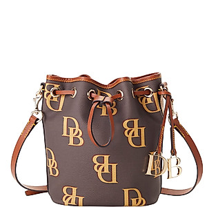 Dooney & Bourke Handbag, Monogram Small Drawstring Crossbody - Brown Tmoro