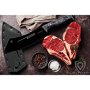 Dalstrong Hybrid Cleaver & Chef Knife - 8 inch - 'The Crixus' - Delta Wolf Series - Ultra-Thin & Zero Friction Blade HC 9CR18MOV Steel - Black Titanium Nitride Coating - G10 Camo Handle - Sheath