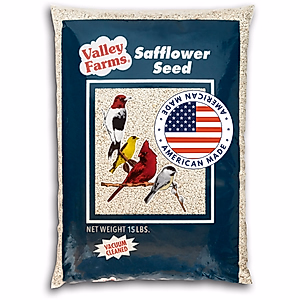 Valley Farms Safflower Seed Wild Bird Food for Outside Feeders, Safflower Bird Seed for Cardinals, Grosebeaks, and Buntings, Cardinal Bird Seed for Ourtside Feeders (15 LBS)