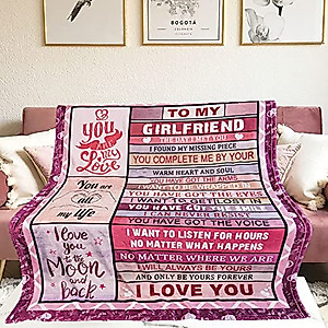 to My Girlfriend Blanket, Valentine's Day Gifts for Girlfriend, Girlfriend Birthday Gifts, Romantic Gifts for Her Girlfriend, Girlfriend Gifts, Soft Flannel Throw Blankets 50"x60"