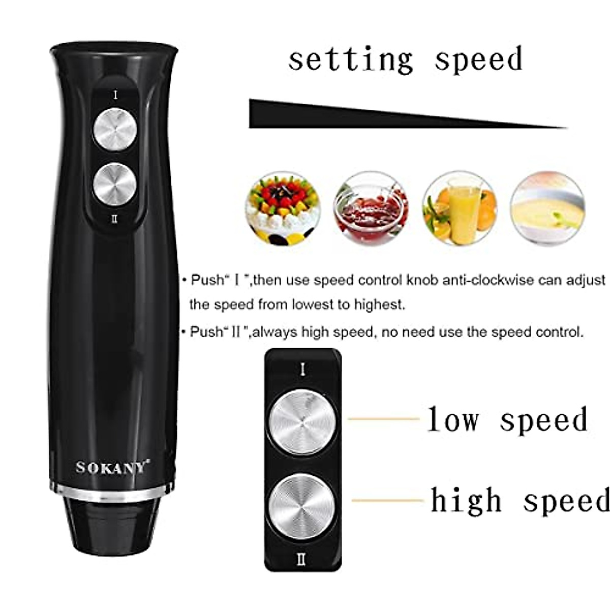 4 in1 Immersion Blender Handheld 304 Stainless Steel Blades, 5 Speed & 3-Angle Adjustable Chopper Beaker Whisk and Beater for Milkshakes Smoothies Soup Baby Food