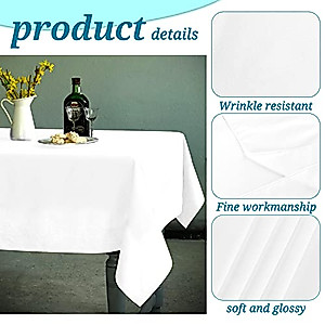 6 Pack Tablecloth 60 x102 inch Polyester Table Cloth for 6 Foot Rectangle Tables,Stain and Wrinkle Resistant Washable Fabric Table Covers Polyester White Table Clothes for Wedding,Party,Banquet