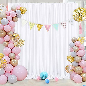 White Backdrop Curtains for Parties, 8ft*10ft Polyester Photography Backdrop Drapes Fabric Decoration for Wedding Birthday Party Baby Shower Bridal Shower Photoshoot