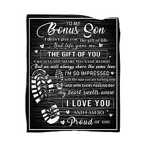 HAXOILO Stepson Gifts to My Bonus Son Blanket Throws from stepdad Blankets Throw Wedding Day Adoption Gift for Birthday Thanksgiving 50x60 in