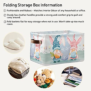 senya Easter Basket, Easter Gnome Bunny Foldable Fabric Collapsible Storage Bins Organizer Bag for Storage Clothes