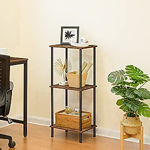 HOOBRO End Tables Set of 2, Nightstand with 2-Layer Storage Shelves, Side Table for Small Spaces, Living Room, Entryway, Industrial Style, Stable Frame, Easy Assembly, Rustic Brown BF09BZP201