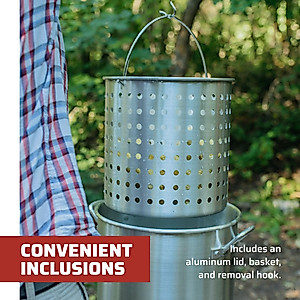 Camp Chef Aluminum Pot & Basket - Includes Lid, Basket & Removal Hook - Perfect for Boiling, Simmering & Steaming - Easy-to-Clean Cooking Pot - 32 Quart Pot