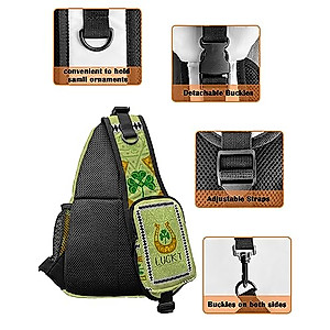 Gsypo Sling Backpack, St.Patrick's Day Lucky Shamrocks Horseshoe Waterproof Lightweight Small Sling Bag, Travel Chest Bag Crossbody Shoulder Bag Hiking Daypack for Women Men