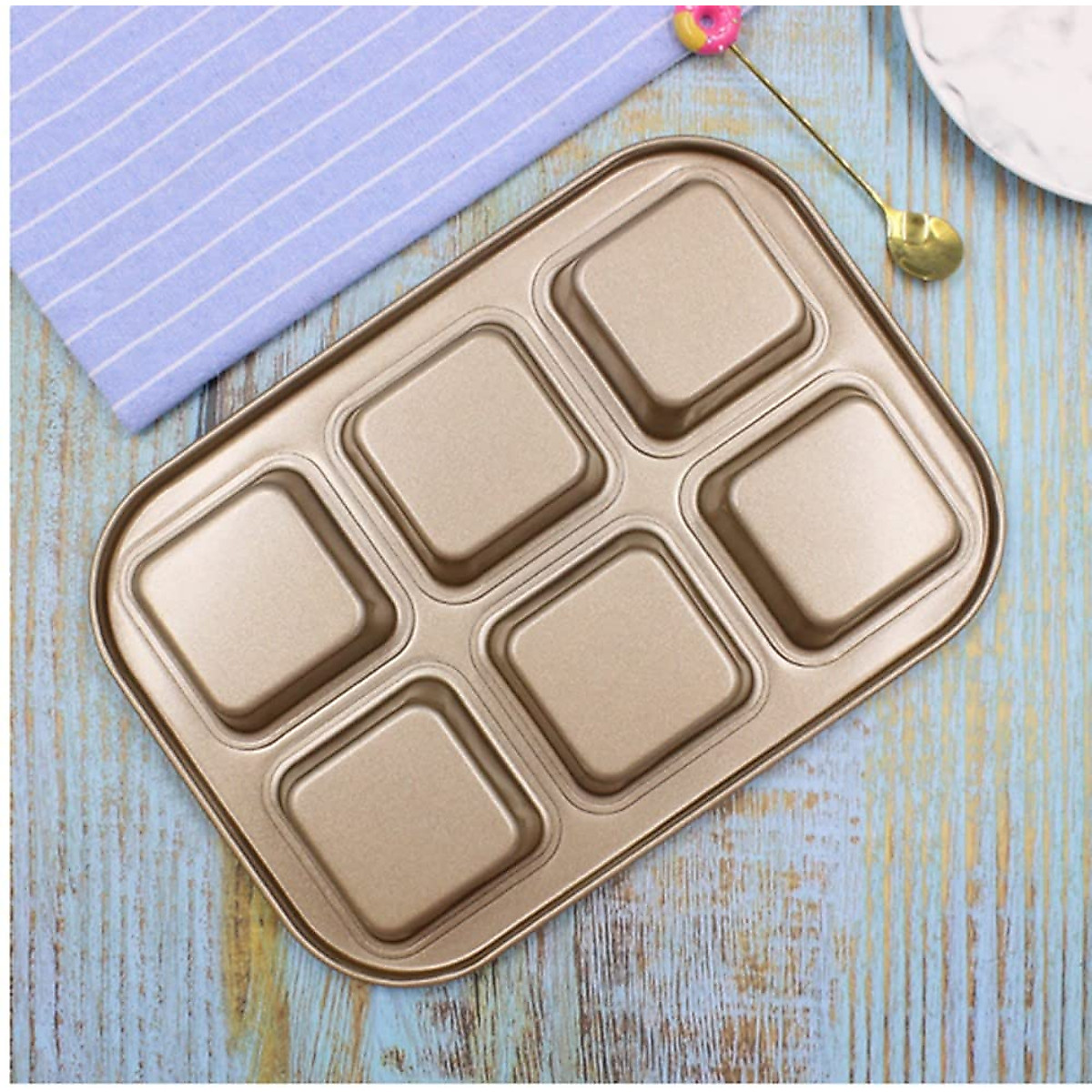 XZJMY Bun Pan,Muffin Pan,Mini Square Cake Pan,6 Cup Non-Stick Cupcake Baking Pan for Making Muffins or Cupcakes (6 cavity)