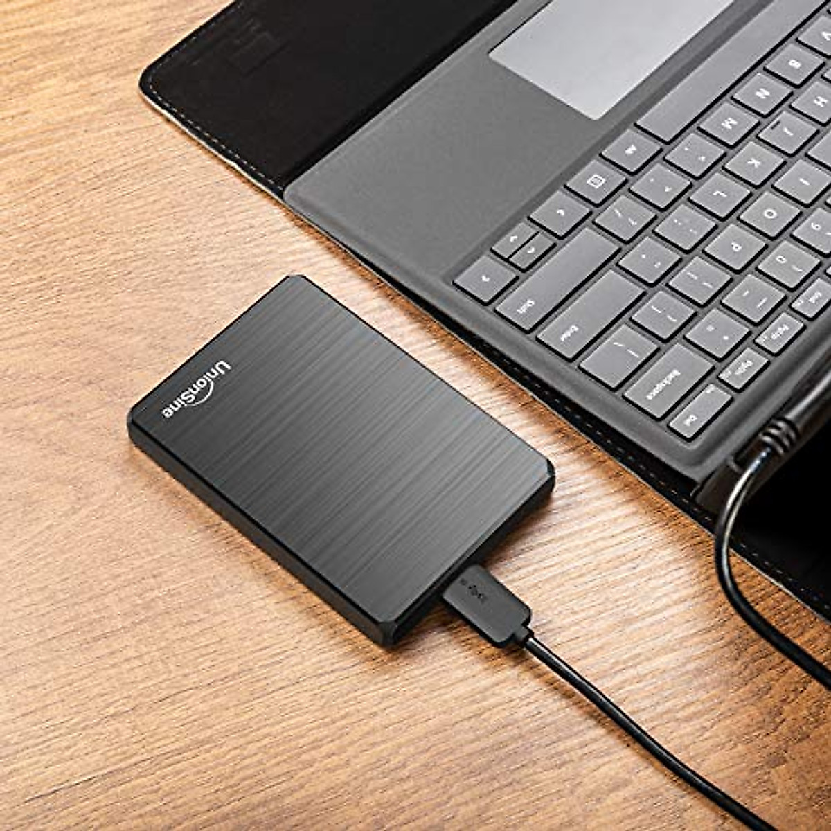 UnionSine 250GB Ultra Slim Portable External Hard Drive USB3.0 HDD Storage Compatible for PC, Desktop, Laptop, Xbox One, Xbox one, PS4(Black)