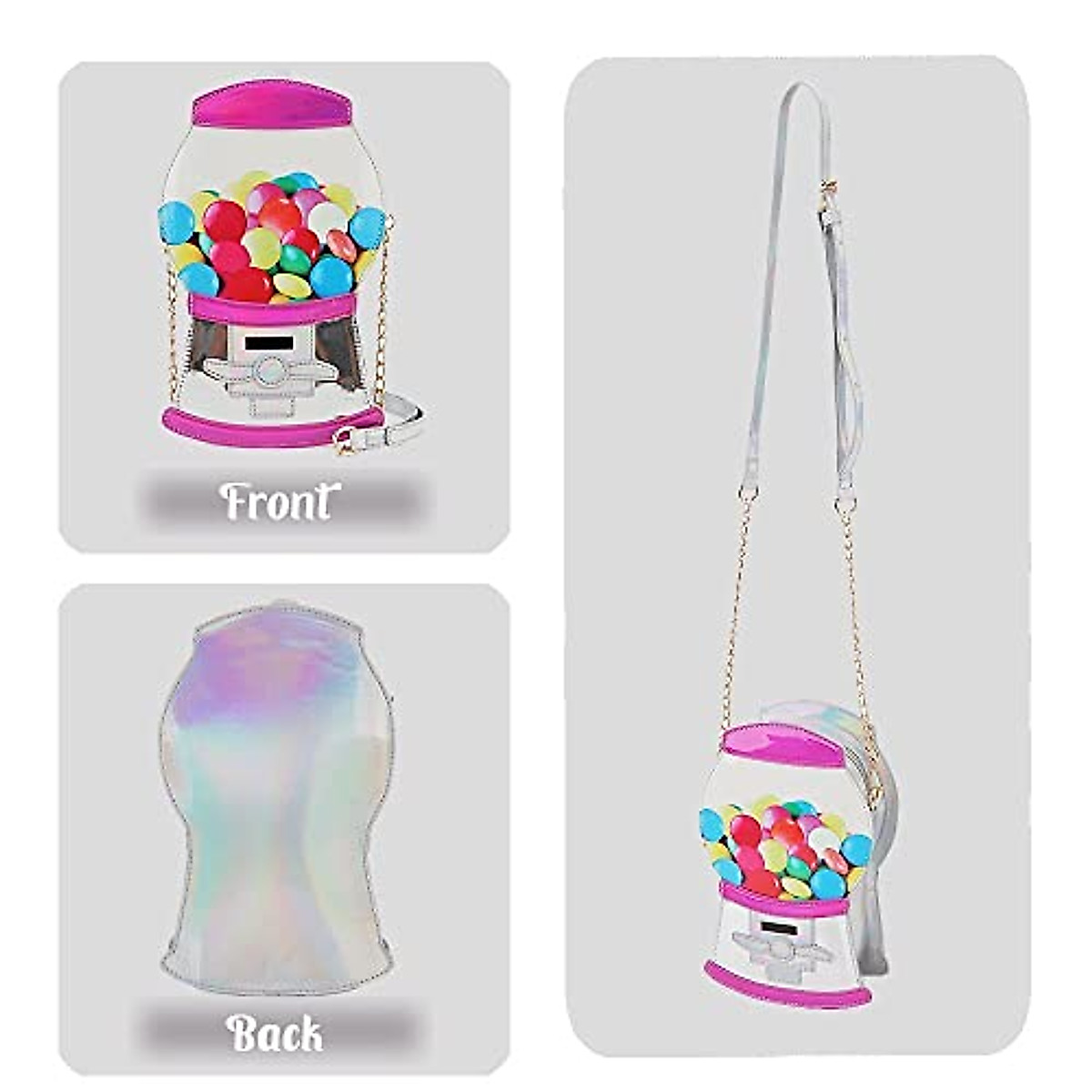 ENJOININ Gumball Machine Shaped Handbag for Women Novelty Crossbody Bag Cute Cartoon Girls' Shoulder Bag