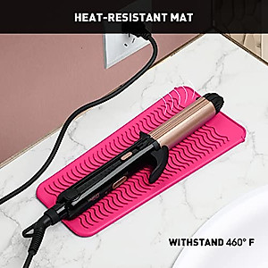 ZAXOP Resistant Silicone Mat Pouch for Flat Iron, Curling Iron,Hot Hair Tools (Hotpink)