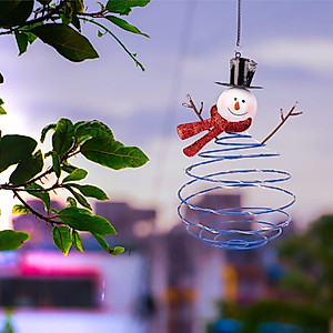 Snowman Hanging Lights Outdoor - Spiral LED Lanterns Garden Lights, Creative Iron Art Lanterns Lamp Pineapple Lights, Decorative Pendant Lights Landscape Lamp for Garden, Patio, Porch, Path, Yard