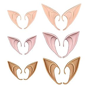 6 Pairs Fairy Pixie Elf Ears,Latex Fairy Pixie Elf,Fairy Goblin Vampire Elven Ears for Cosplay Halloween Christmas Any Themed Party (2 Sizes,3 Colors)