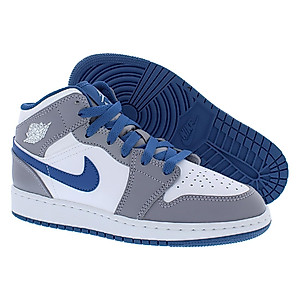 Nike mens Air Jordan 1 Mid Shoes, Cement Grey/White-true Blue, 10