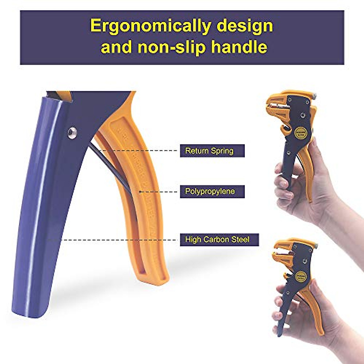 VCELINK Automatic Wire Stripper and Cutter, Professional 2 in 1 Adjustable Electrical Cable Wire Stripping Tool&Eagle Nose Pliers (7-Inch)