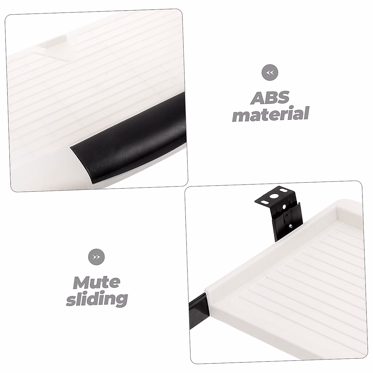 Housoutil Abs Plastic Keyboard Tray Keyboard Guide Rail Computer Desk Accessory Side Mount Keyboard Storage