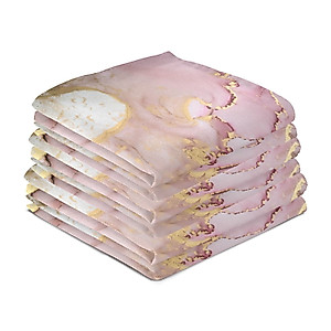 Pink Gold Marble Kitchen Dish Towels Soft Tea Towel Set of 4 Absorbent Dishcloths Hand Towels for Dish Clean Cloth 28" x 18"