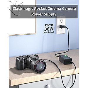 AC Charger for Blackmagic Pocket Cinema Camera 4K, 6K, 6K Pro, 6K G2, BMPCC 4K 6K Pro G2 Replacement Blackmagic Camera 4K 6K Power Adapter (UL Listed)