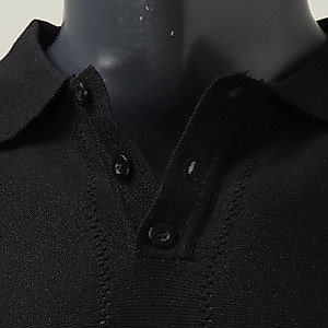 Mens Fashion Casual Button Lapel Short Sleeve T Shirt Jacket Top Male Casual Printing Sports Tennis T Shirt Black