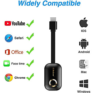 Wireless Display Dongle Adapter, 5GHz+2.4GHz WiFi Portable Display Receiver 1080P HDMI Screen Mirroring Compatible with Miracast/Airplay/Android/iOS/iPhone/iPad/Mac/PC/TV/Monitor