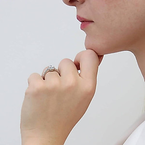 BERRICLE Sterling Silver Halo Wedding Engagement Rings Pear Cut Cubic Zirconia CZ Promise Split Shank Ring for Women, Rhodium Plated Size 7