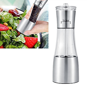 Salt and Pepper Grinder Set, Refillable Stainless Steel Combo Shakers With Adjustable Coarse Mills, 2 in 1 Manual Stainless Steel Salt Pepper Mill Herb Spice Grinder