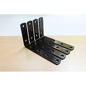 MHMYDZ 4 Pcs Black Steel Heavy Duty"L" Corner Brace Joint Angle Bracket Shelf Bracket Wall Hanging with Screws 125mmX75mm/5 InchX3 Inch Decorative Corner Brackets Joint Angle Bracket