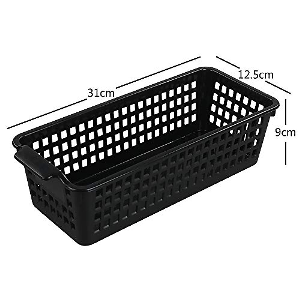 AnnkkyUS 6 Pack Small Plastic Storage Baskets, Black Desktop Baskets