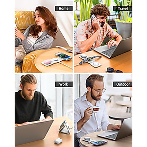 3 in 1 Foldable Wireless Charger, Wireless Charging Station for iPhone 15/14/13/12/11 Pro Max/X/XS, Fast Magnetic Travel Wireless Charging Pad for AirPods 3/2/Pro Apple Watch