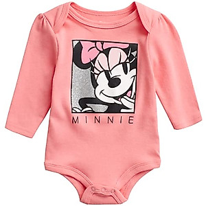 Disney Baby Girls? Minnie Mouse Layette Set - 3 Piece Bodysuit, Pants, and Bib (Newborn), Size 6-9 Months, Rose/Grey
