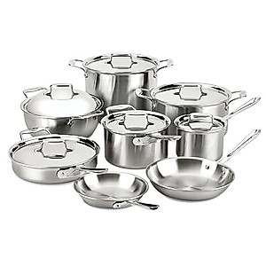 All-Clad BD005714 Brushed d5 Stainless Steel 5-Ply 14-Piece Cookware Set