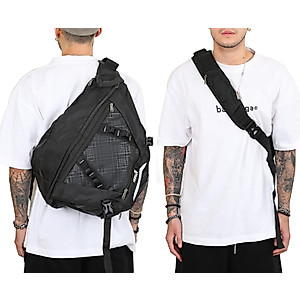 SEEU Large Sling Bag Backpack with Shoe Pocket, 32L Multi-Pocket Gym Bag (Black)