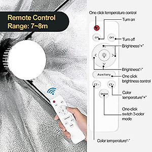 Emart Professional Photography Remote Control LED Light Bulb, Adjustable Color Temperature 3000k to 5500k Lighting Photo Studio Lamp with 3 Light Modes and 10 Brightness Levels - 2 pcs