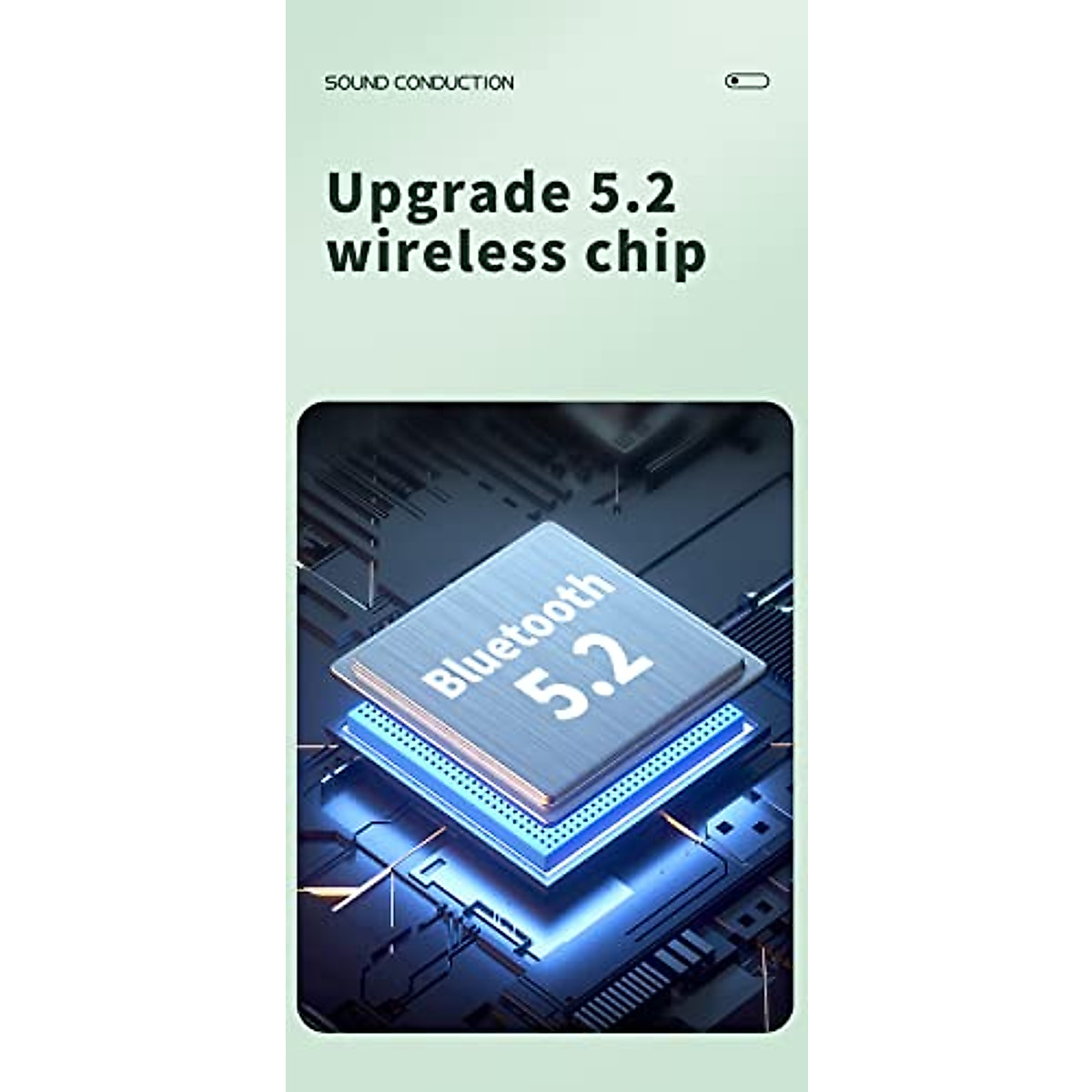 TEDATATA New Sports Bone Conduction Bluetooth Headset Sound Guide Listening to Songs not in Ear Music Driving Listening to Books Running for Women(Green)