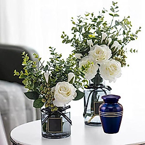 Immortal-Memories Serenity Keepsake Urn for Ashes - Miniature Urns - Mini Jar - Pet Urn -Token Urn with Velvet Bag (Cobalt Blue)