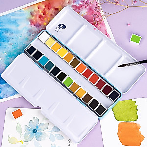 Paul Rubens Watercolor Paint Set Artist Grade, 24 Vivid Colors with Portable Metal Box for Artists, Beginners, Hobbyists, Students-Set B