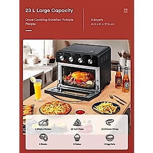 FOHERE Air Fryer Oven Combo, 6 Slice 24 QT Multi-function Convection Oven, 1700W Toaster Oven for Rotisserie, Dehydrate, Air Fry, Bake & Reheat, Fry Oil-Free, Non-Stick Inner, 6 Accessories & 100 Recipes