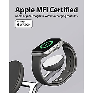 Wireless Charging Station,ZECHIN 3 in 1 Wireless Charger for iPhone 14/13/12/11/Pro/Max/XS/XR/X/8/Plus, Fast Wireless Charging Stand Dock for Apple Watch Series & Airpods(Black)