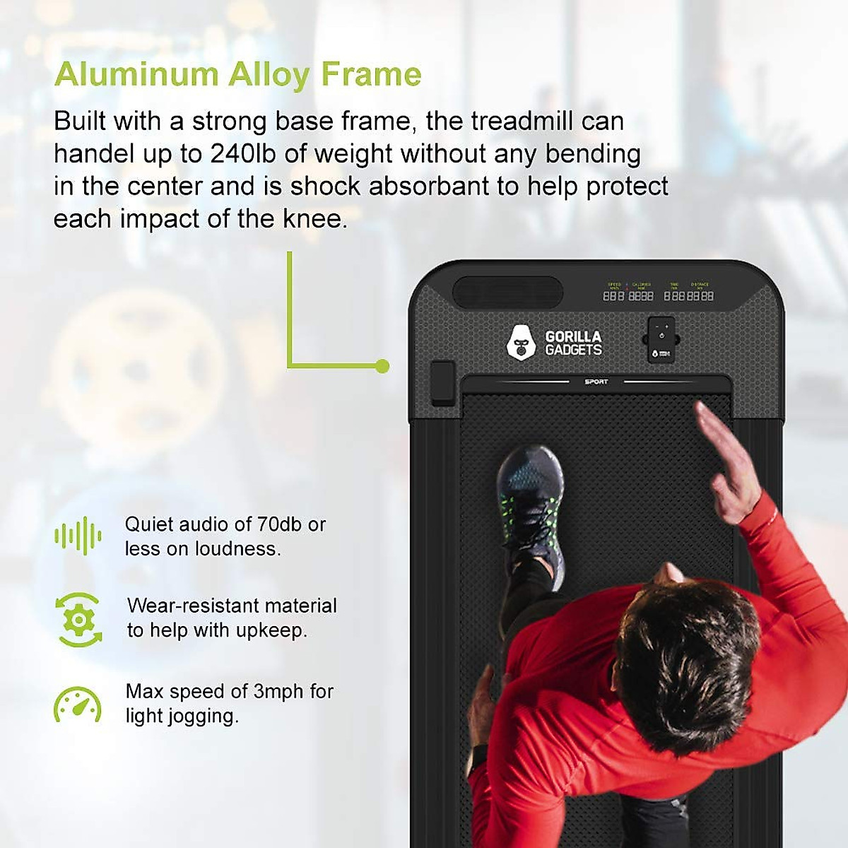 Home Office Portable Fitness Walking Jogging Treadmill with Remote Control, LED Display & Bluetooth Speaker