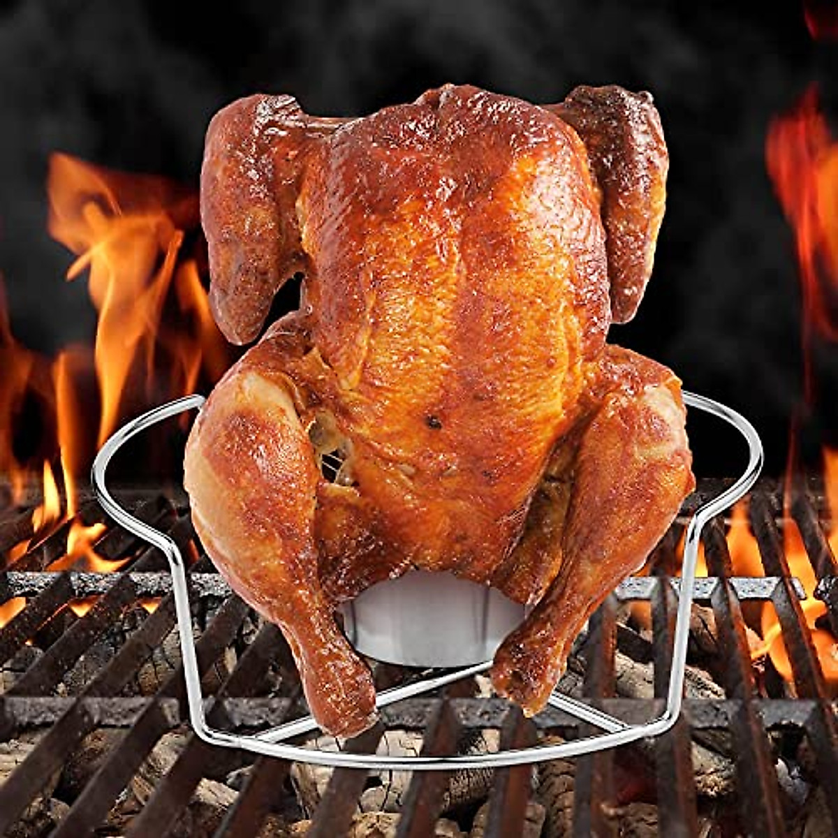 RTT 2 Pcs Beer Can Chicken Holder for Grill Oven and Smoker - Chicken Throne Whole Chicken Roaster for Crispy Skin and Moist Juicy Meat - Easy to Clean Beer Chicken Stand for Grill