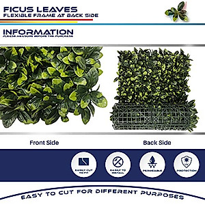 Windscreen4less Artificial Faux Ivy Leaf Decorative Fence Screen 20'' x 20" Boxwood/Milan Leaves Fence Patio Panel, Ficus 25 Pieces