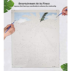 RMANA Acrylic Paint by Number Landscape On Canvas Art for Beginner Adults Students Teens Painting by Numbers DIY Arts Crafts Peinture Numero Advanced Abstract- Sunny Beach Palm Tree