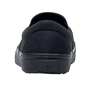 Shoes for Crews Merlin, Slip-On, Men's, Women's, Unisex, Slip Resistant Work Shoes, Black Canvas, Men's Size 6.5, Women's Size 8