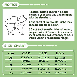 MengMengDa Small Dog Warm Winter Sweater Pet Dog Clothes Dog Knitwear for Small to Medium Breeds Dog Outfits (Green S)…