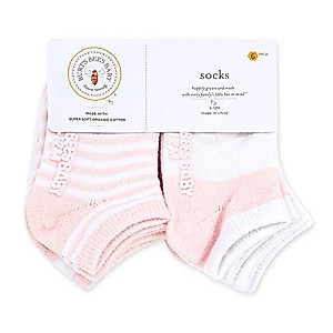 Burt's Bees Baby baby boys Socks, 6-pack Ankle With Non-slip Grips, Made With Organic Cotton Casual Sock, Pink Blossom Multi, 0-3 Months US