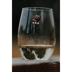 Simply Charmed Cat Wine Charms or Drink Glass Markers - Magnetic - Great Birthday or Hostess Gift for Cat Lovers - Set of 6 Cute Kitty Glass Identifiers